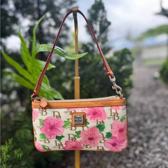 Dooney & Bourke | Bags | Dooney Bourke 975 Floral Logo Wristlet Pink ...
